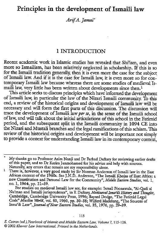 Arif Jamal: Principles in the Development of Ismaili Law – Ismailimail