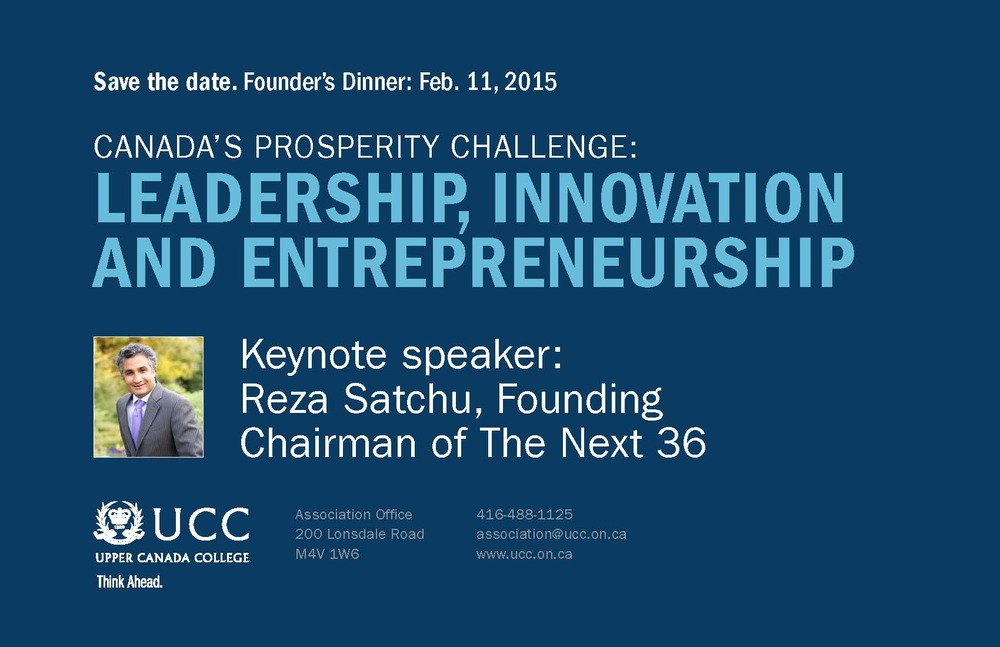 Reza Satchu to be keynote speaker at Upper Canada College, Toronto ...