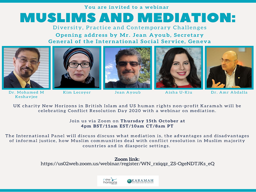 Webinar October 15, 2020: Muslims and Mediation: Diversity, Practice ...